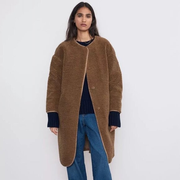 Zara | Jackets & Coats | Zara Faux Shearling Long Coat | Poshmark